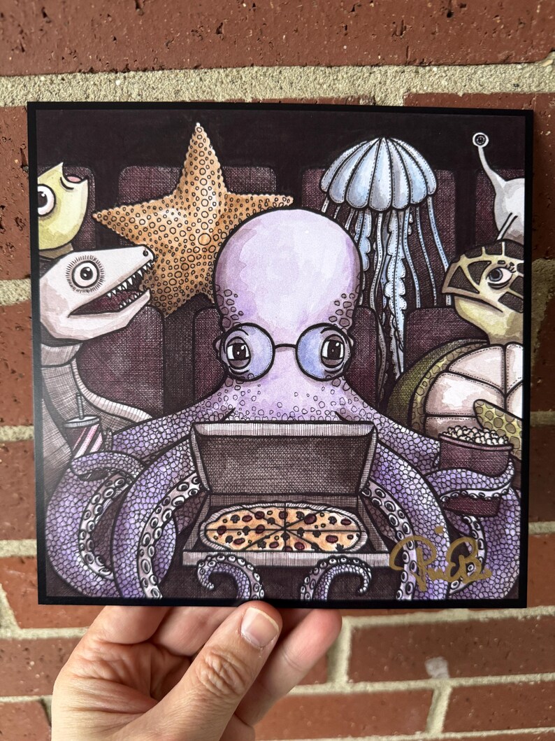 Octopus Pizza 8x8 Signed Print - Etsy