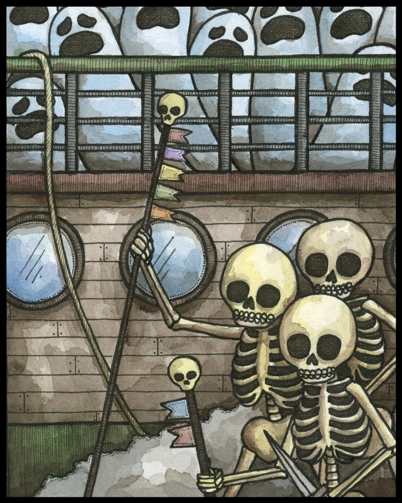 Skeletons and Ghosts on a Boat Signed 8x10 Print - Etsy