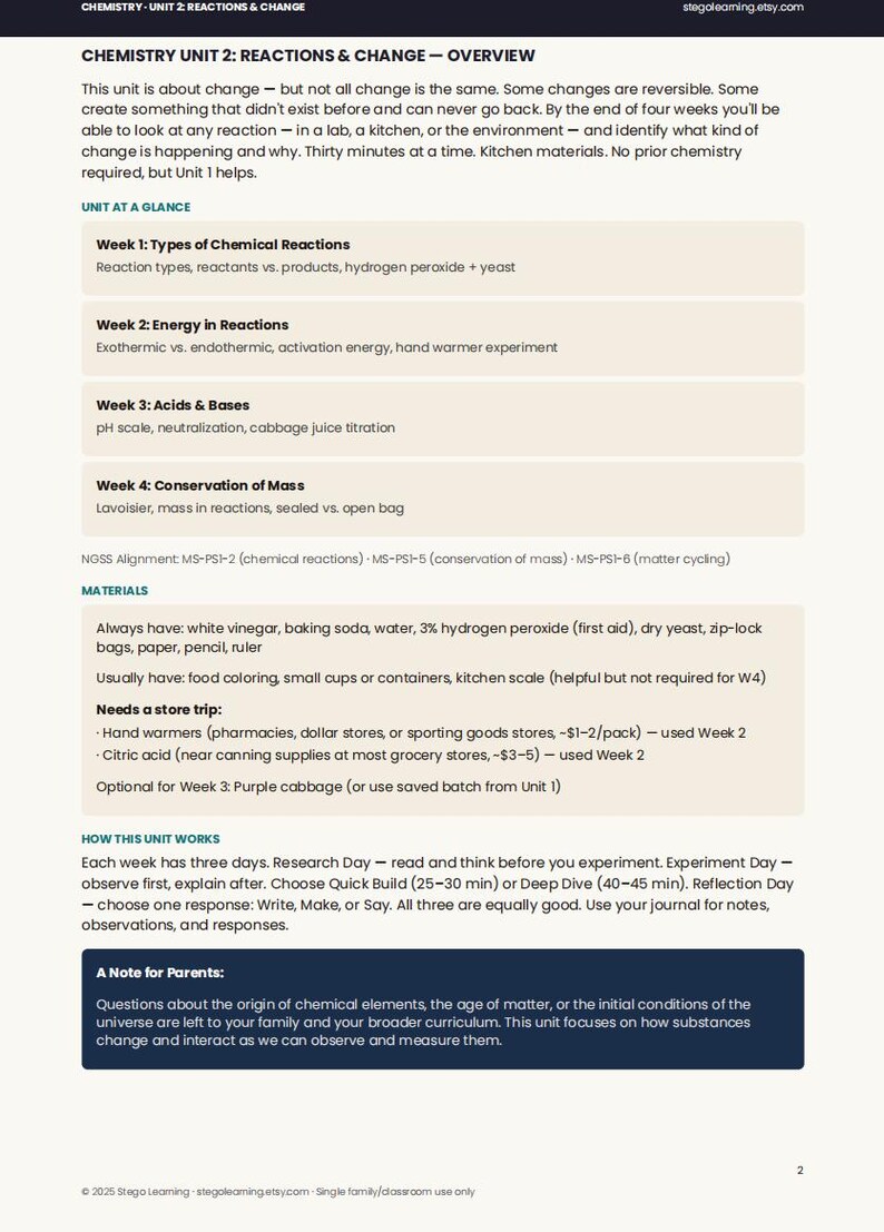Chemistry Unit Study | Matter & Change Bundle | Hands-on Homeschool ...