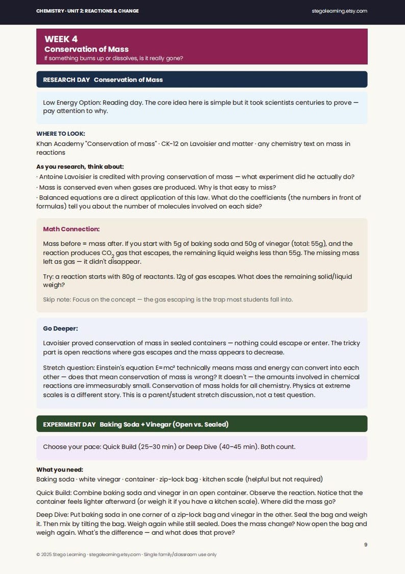 Chemistry Unit Study | Matter & Change Bundle | Hands-on Homeschool ...