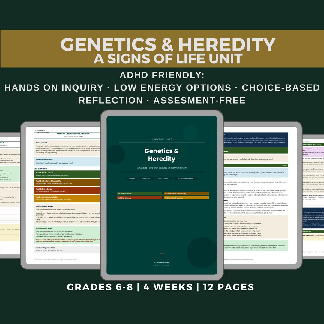 Genetics & Heredity Unit Study | Middle School Life Science (PDF) - Etsy