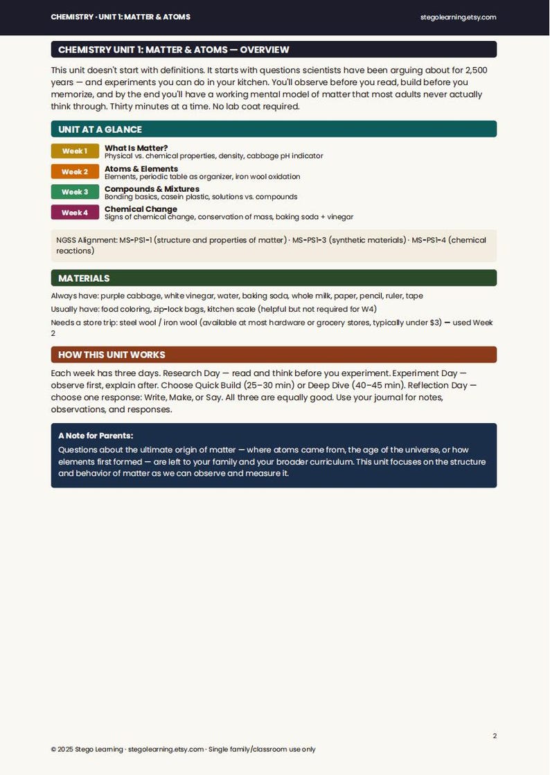 Chemistry Unit Study | Matter & Change Bundle | Hands-on Homeschool ...