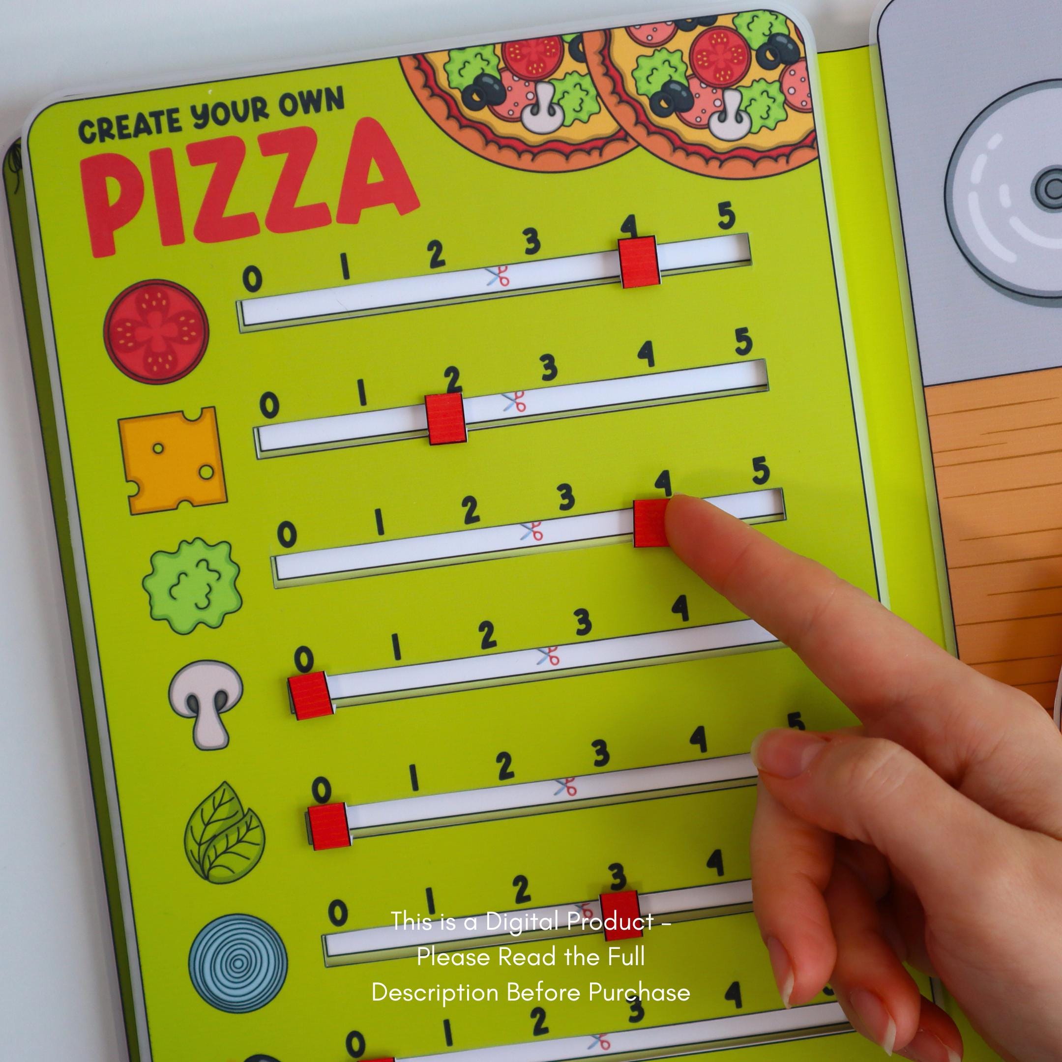Libro interactivo imprimible sobre una pizzería para niños | Crea tu ...