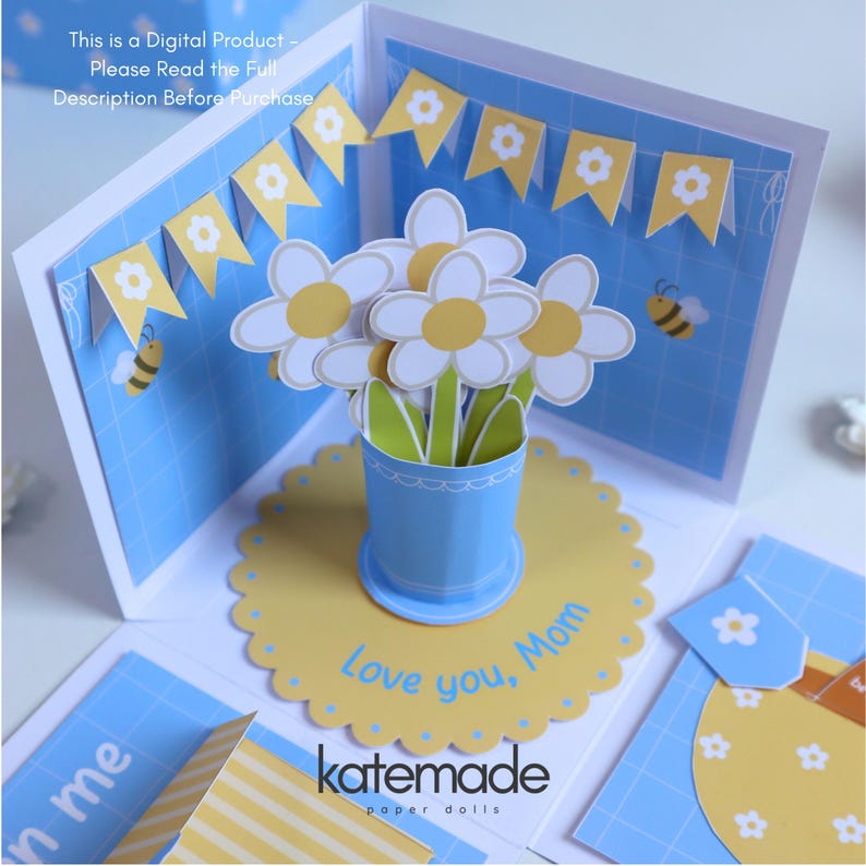 Mother's Day Pop up Box Card Printable | DIY Gift for Mom | Flower ...