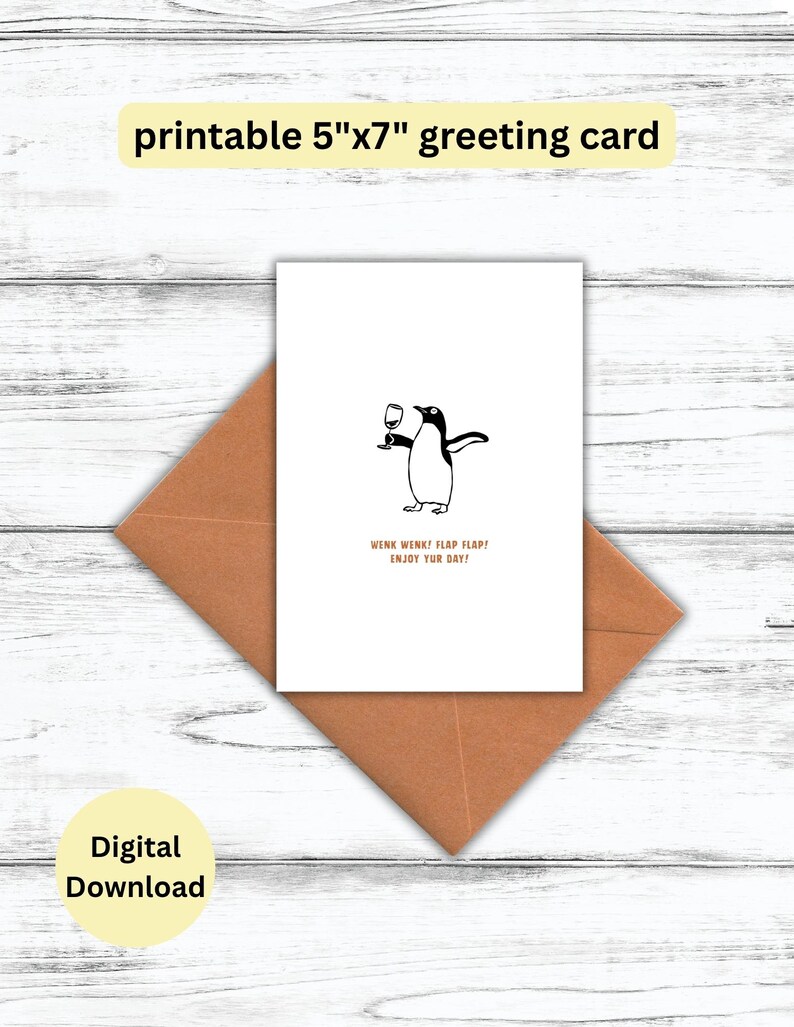 Printable Penguin Birthday Card - Instant Download - Etsy