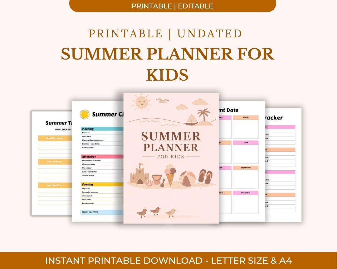 Kids Summer Planner Printable | Fun Daily Activity Organizer for ...