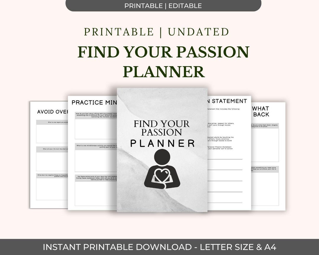 Find Your Passion Planner, Goal Setting Journal, Productivity Organizer ...
