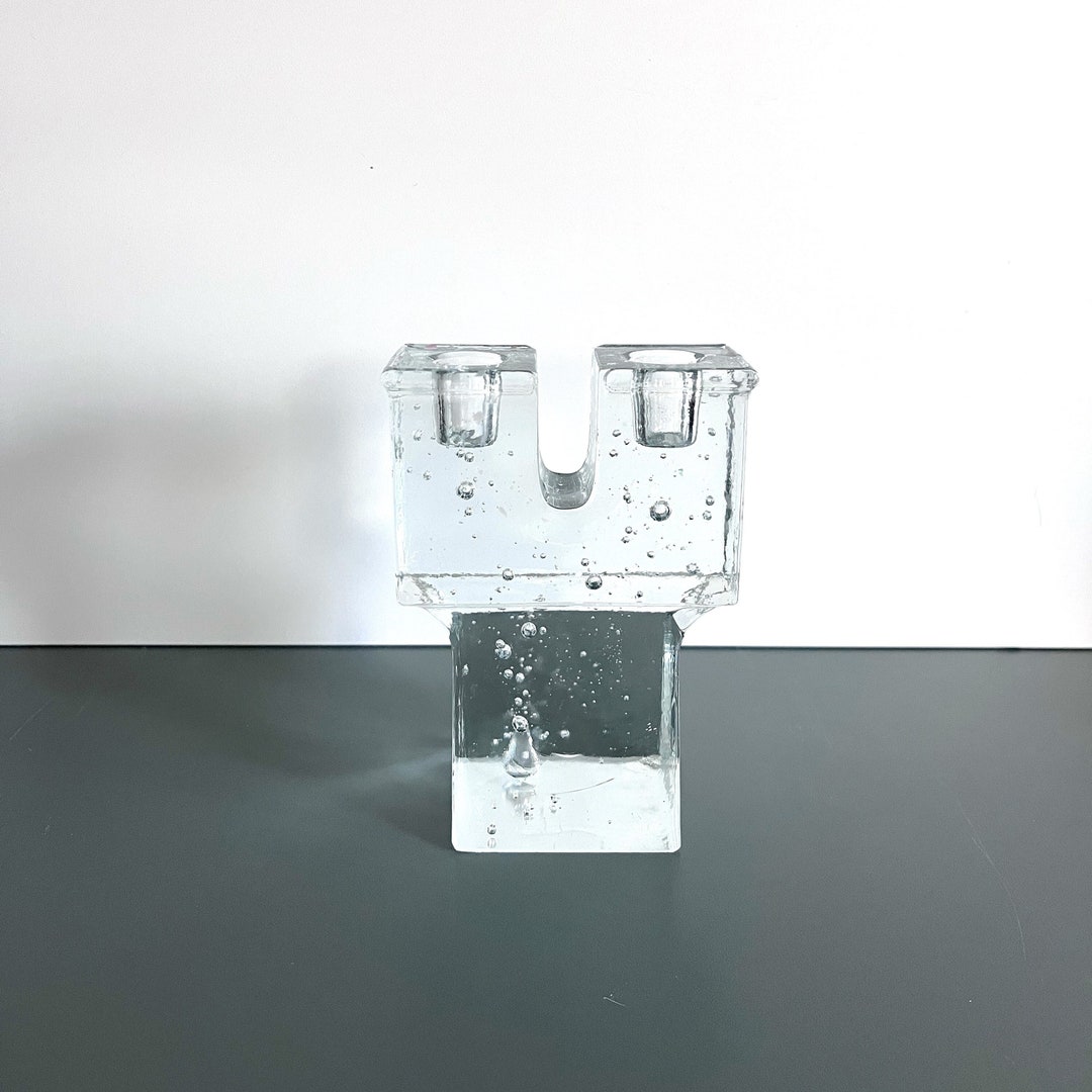 Dansk Scandinavian Modern Glass Ice Block Candle Holder - Etsy