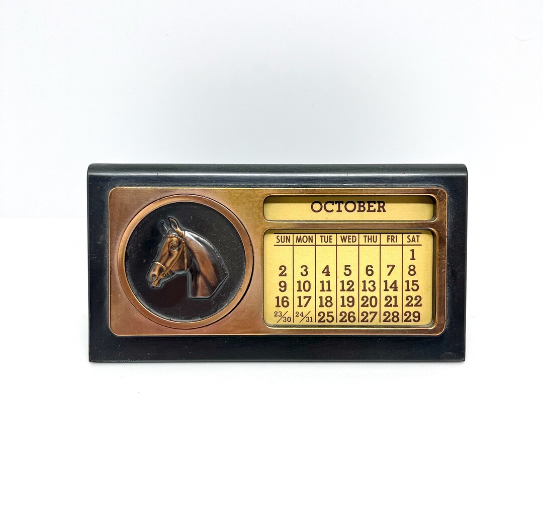 Vintage Desktop Perpetual Calendar Horse Lovers Gift - Etsy