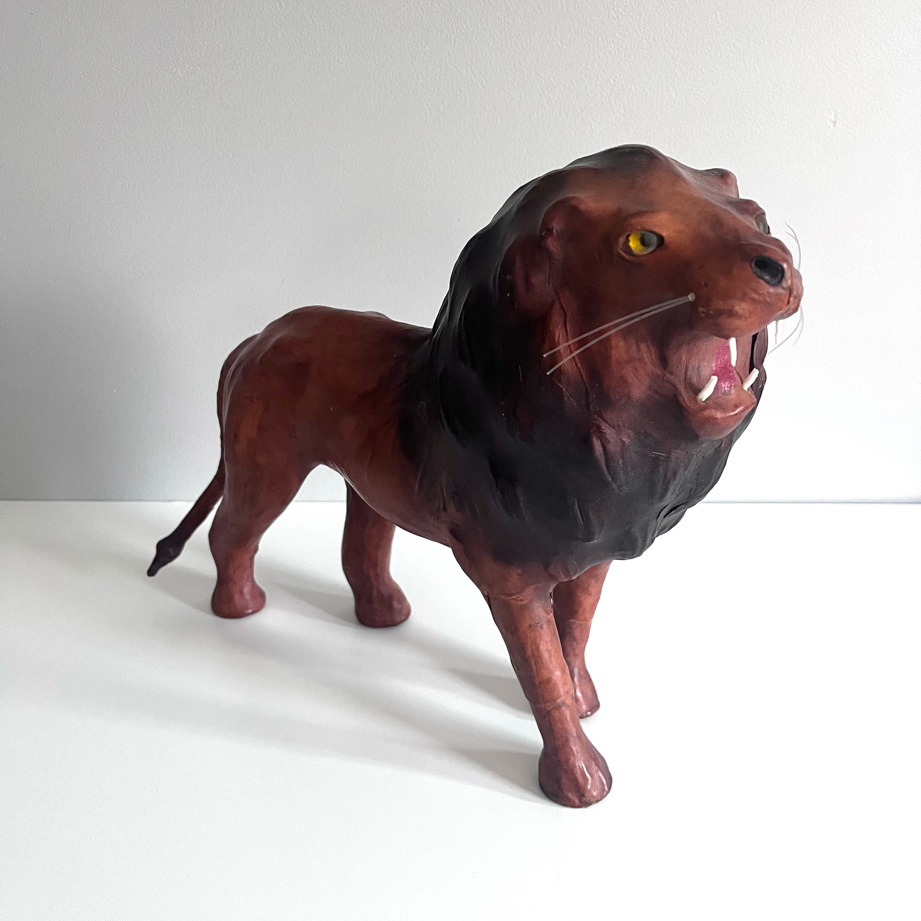 Handcrafted Leather Wrapped Lion Sculpture Big Cat Statue - Etsy