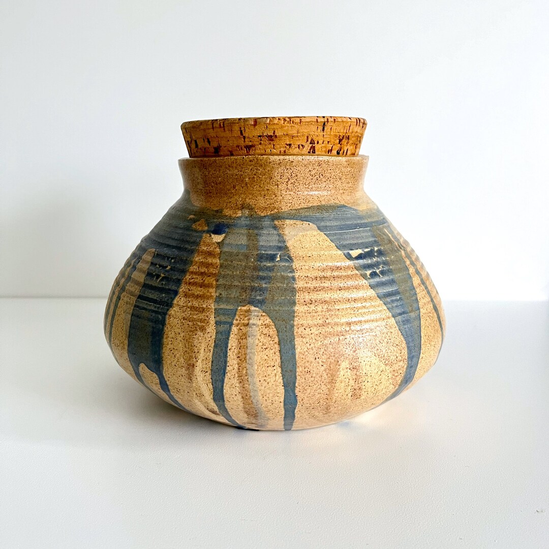 Cedar Key Pottery Jar With Cork Lid by Cathy Christie - Etsy