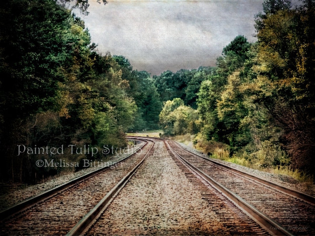 Railroad Train Tracks Canvas Photography Country Landscape - Etsy