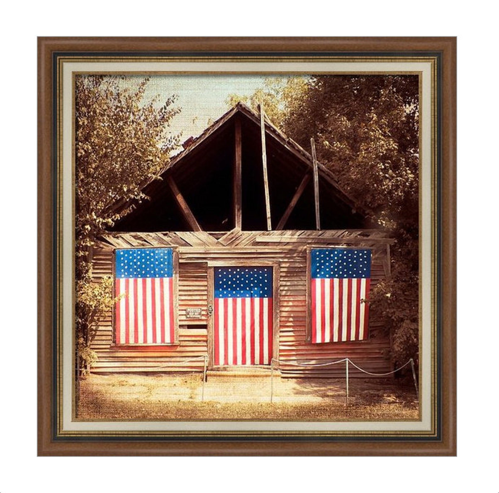 Rustic Farmhouse Decor Old Barn With Flag Summerfield NC - Etsy