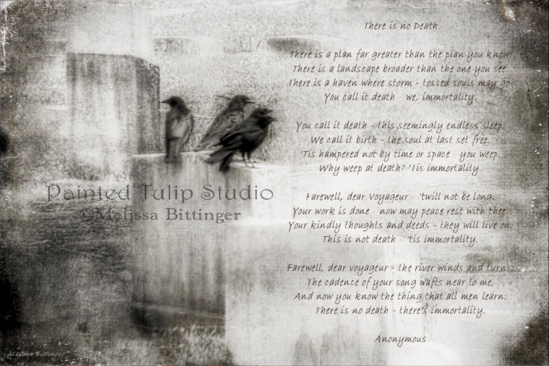 Cemetery Crows on Tombstones Art, Death Poem Crows Immortality, Black ...