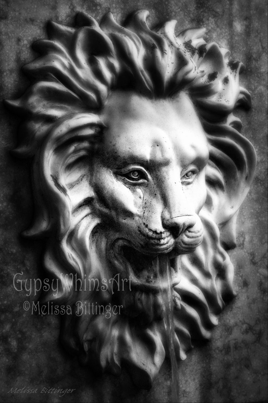 Gothic Lion Head Fountain: Black and White Fine Art Print or Canvas - Etsy