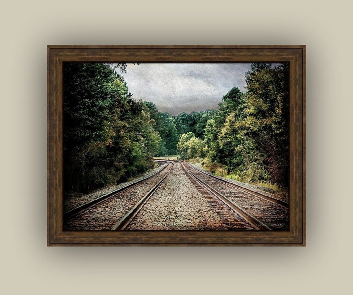 Railroad Train Tracks Canvas Photography Country Landscape | Etsy