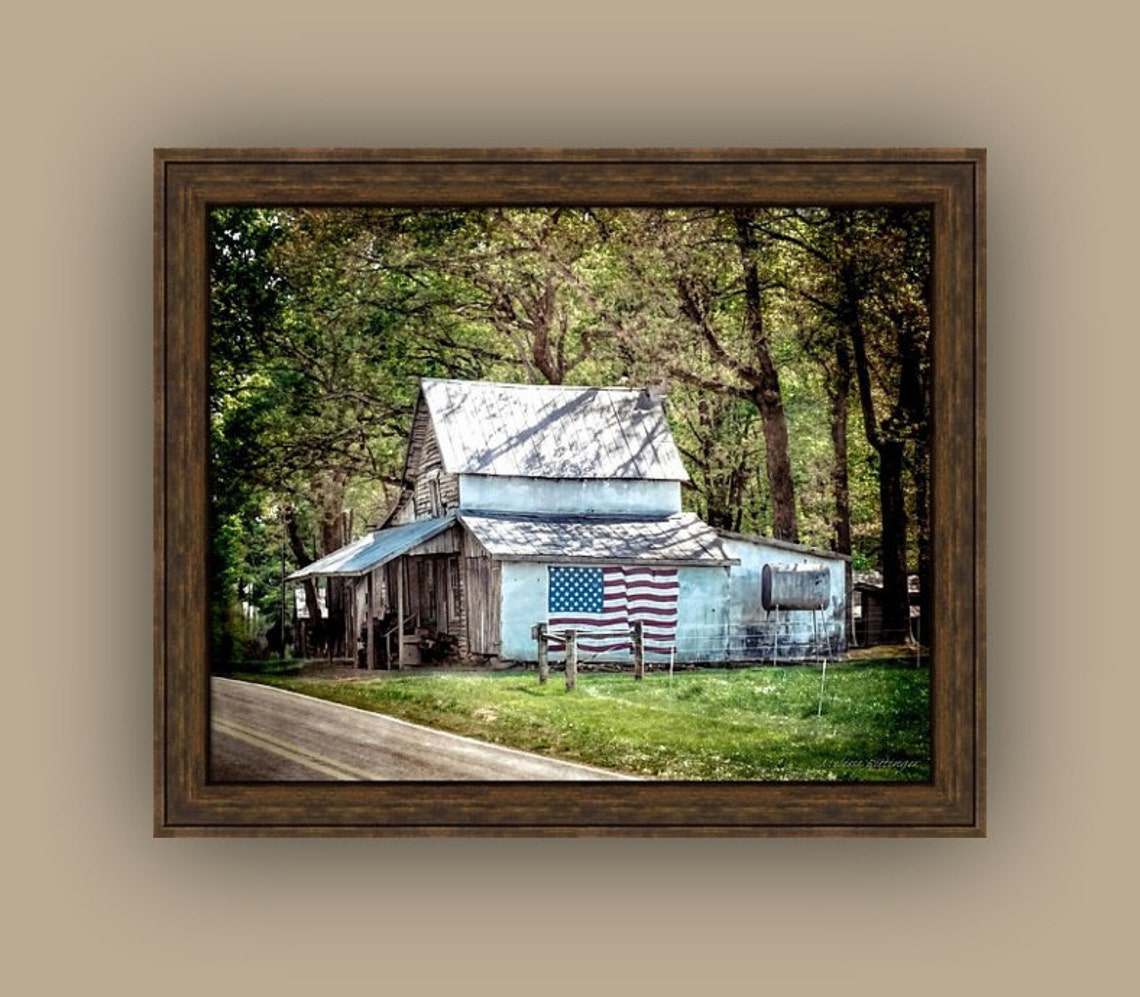 American Flag Barn Print: Rustic Farmhouse Photography Art - Etsy