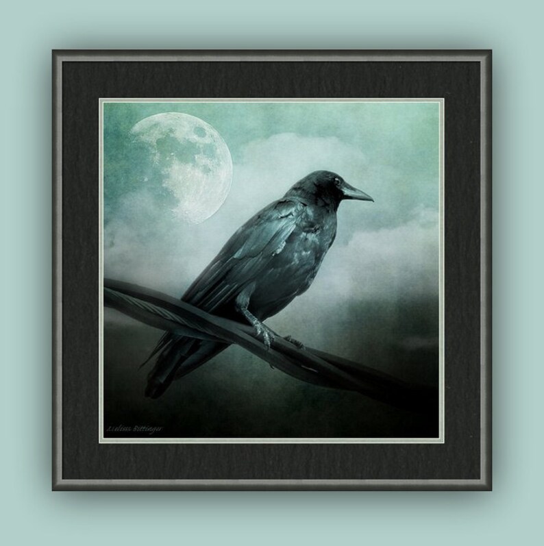 Surreal Gothic Raven Crow Moon Print or Giclee Gallery Wrap - Etsy