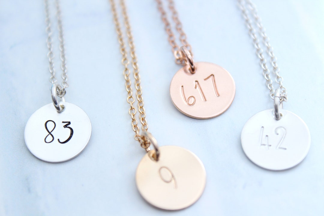 Number Pendant Necklace, Jersey Number Necklace, Silver Number Necklace ...