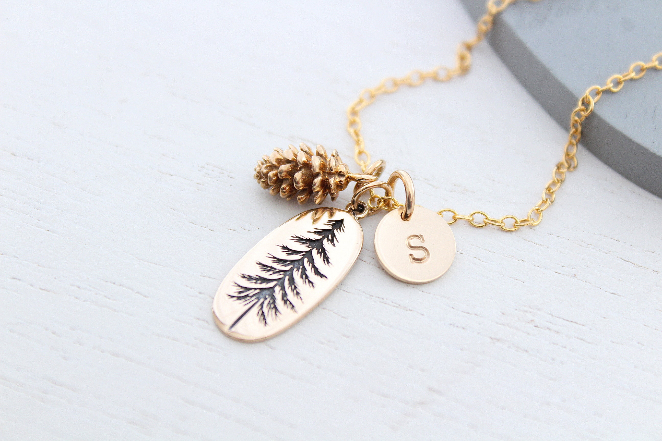 Pine Tree Necklace gold Pinetree necklace pinecone necklace | Etsy