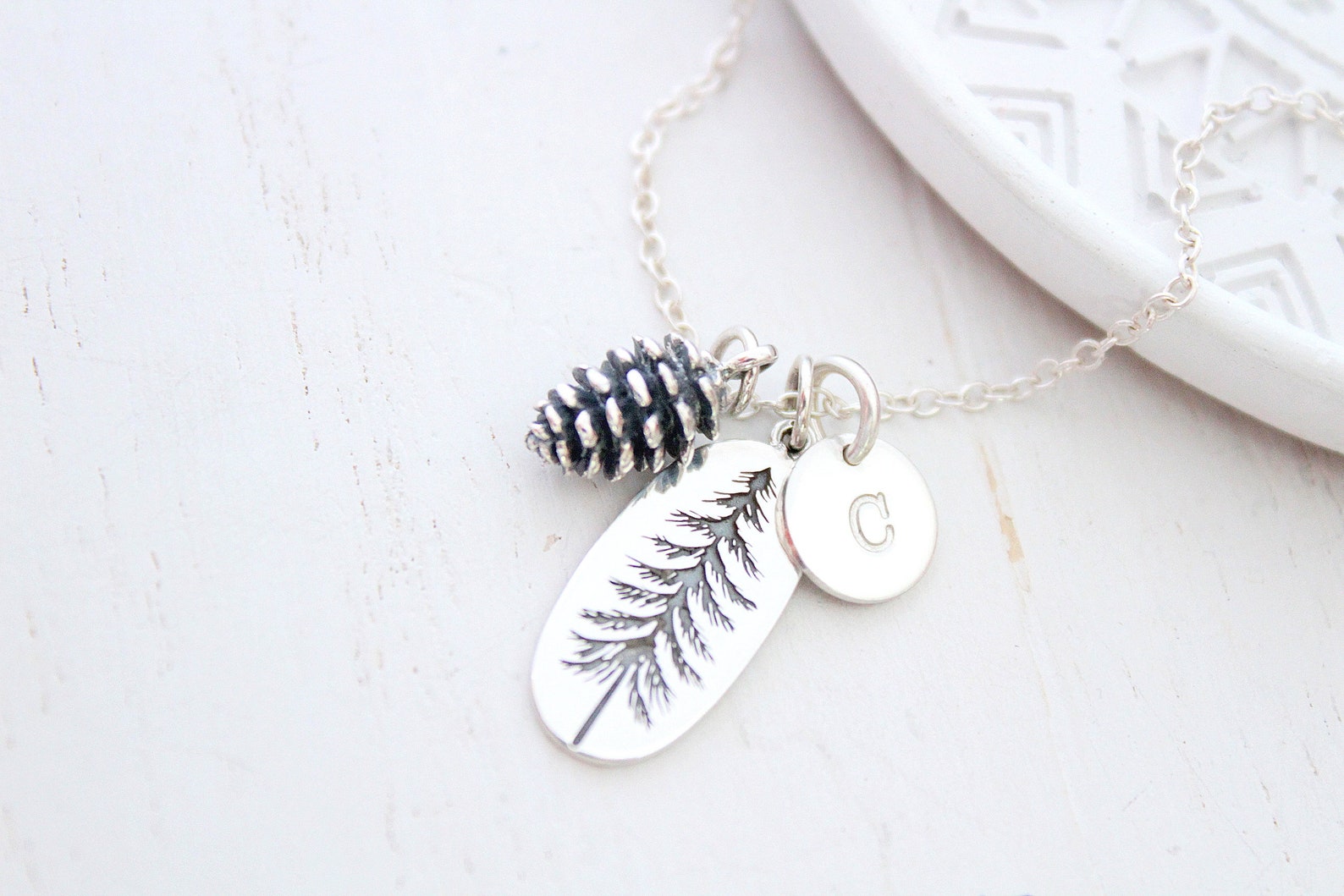 Pine Tree Necklace Silver Pinetree Necklace Pinecone Necklace - Etsy