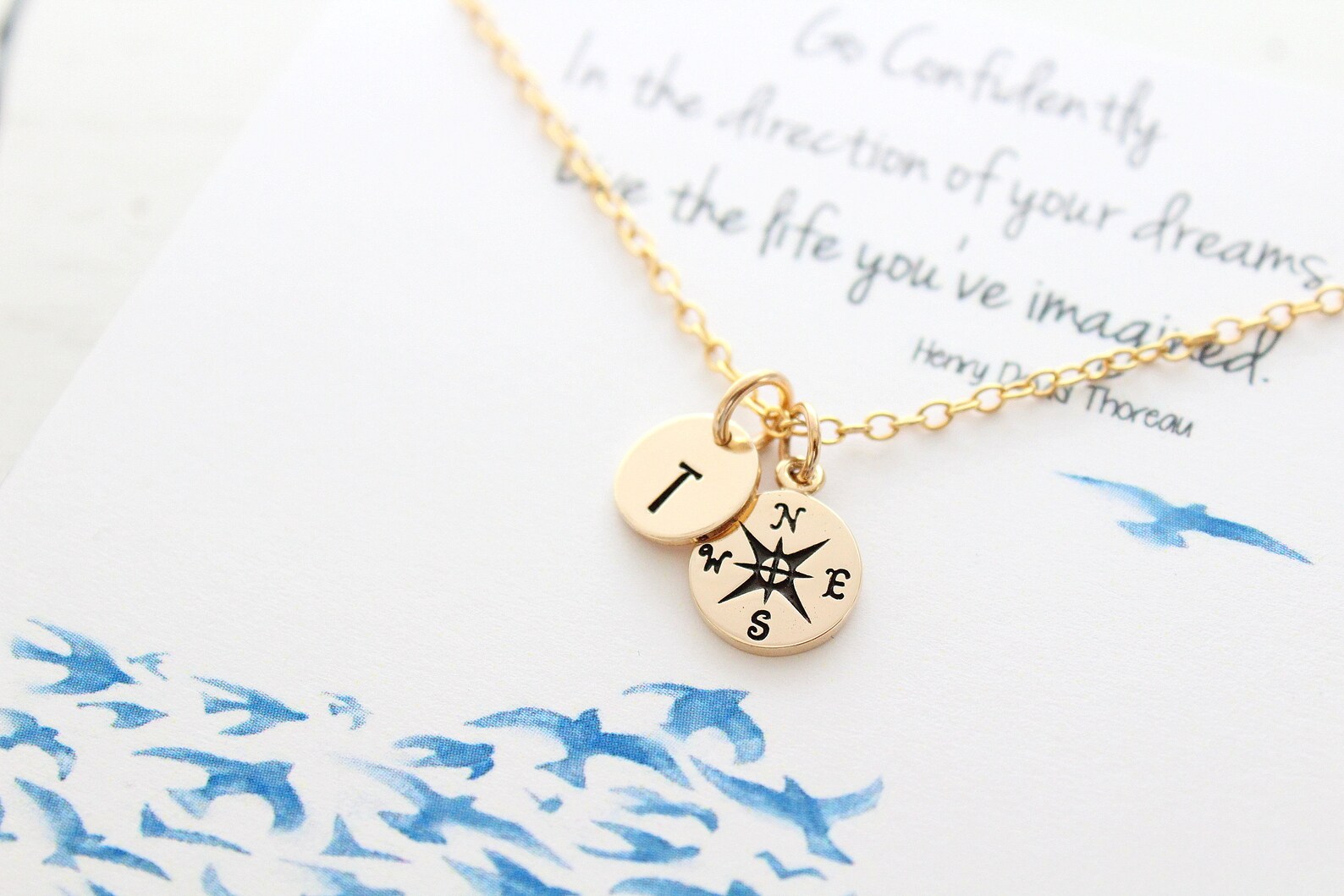 Graduation Gift for Her Gold Compass Necklace High School - Etsy