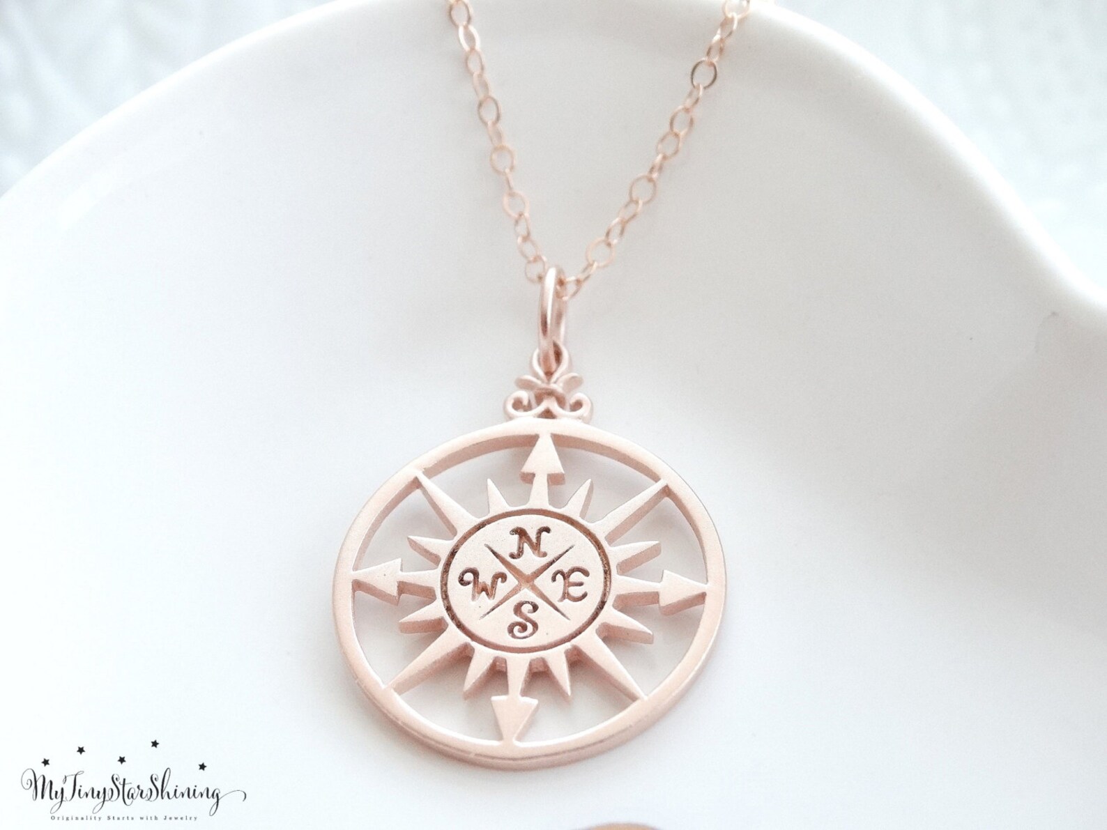 Rose Gold Compass necklace Compass Rose Necklace Rose Gold | Etsy