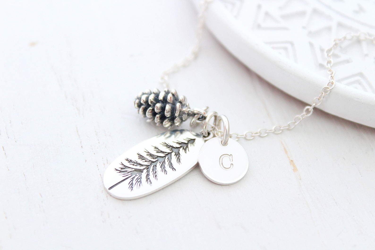 Pine Tree Necklace Silver Pinetree Necklace Pinecone Necklace - Etsy