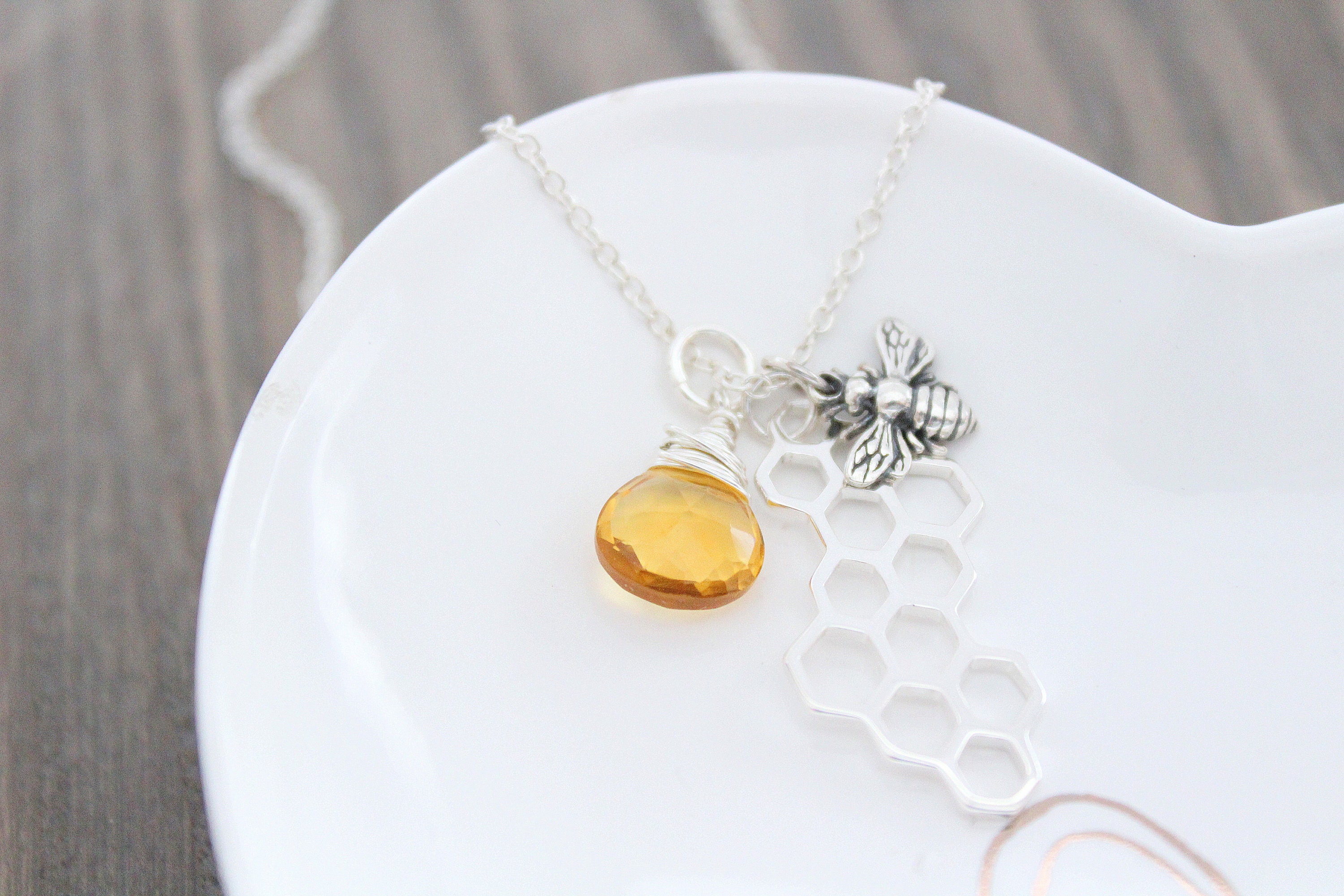 Bumble Bee Necklace Sterling Silver Honey Bee Necklace | Etsy