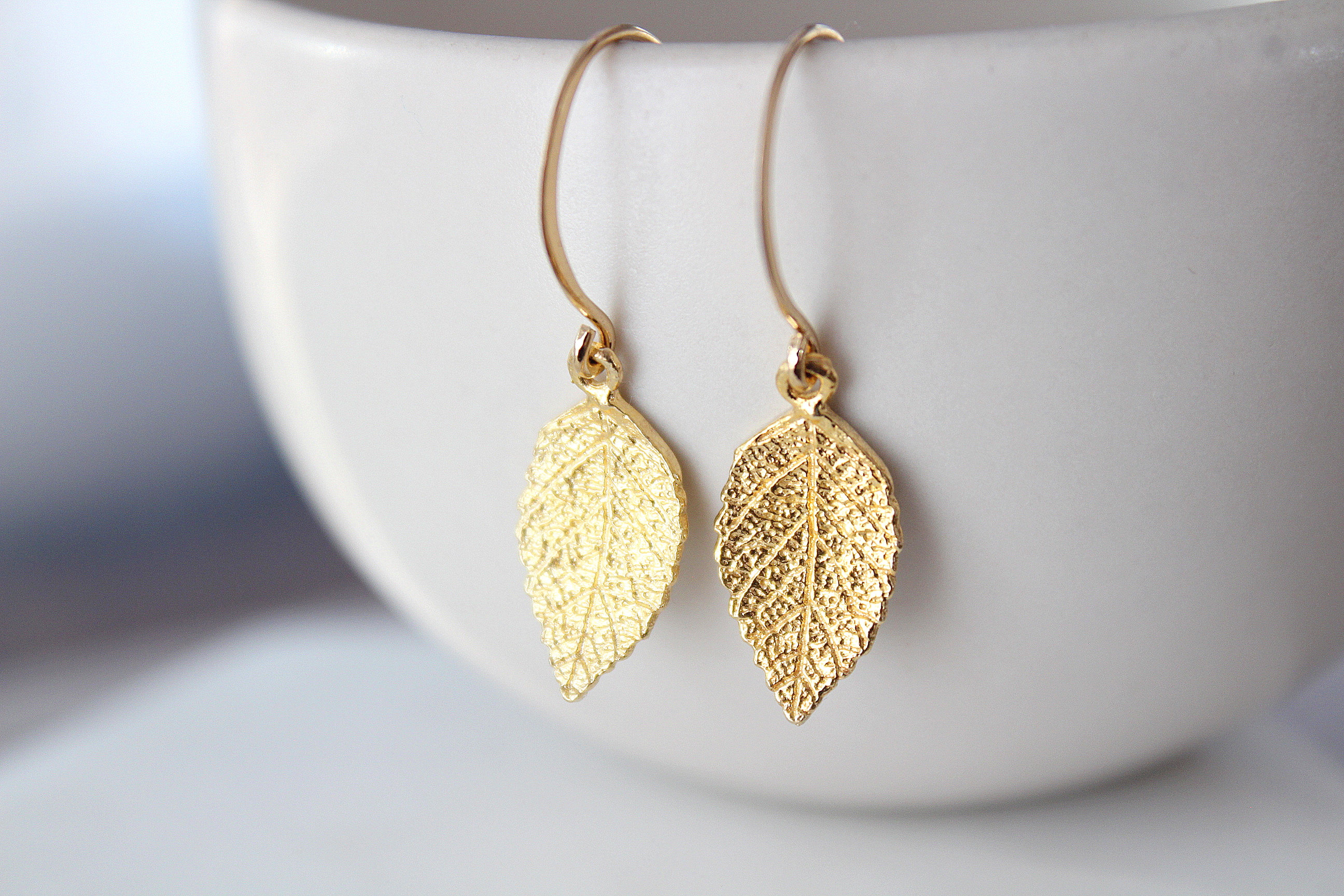 Gold Leaf Earrings Nature Earrings Gold Leaves Earrings | Etsy