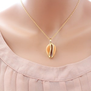 Cowrie Necklace, Gold Shell Necklace, Gold Cowrie Shell, Layering ...