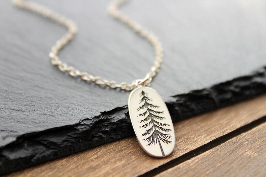 Tree Necklace Silver, Pine Tree Necklace, Tree Pendant Pine Necklace ...