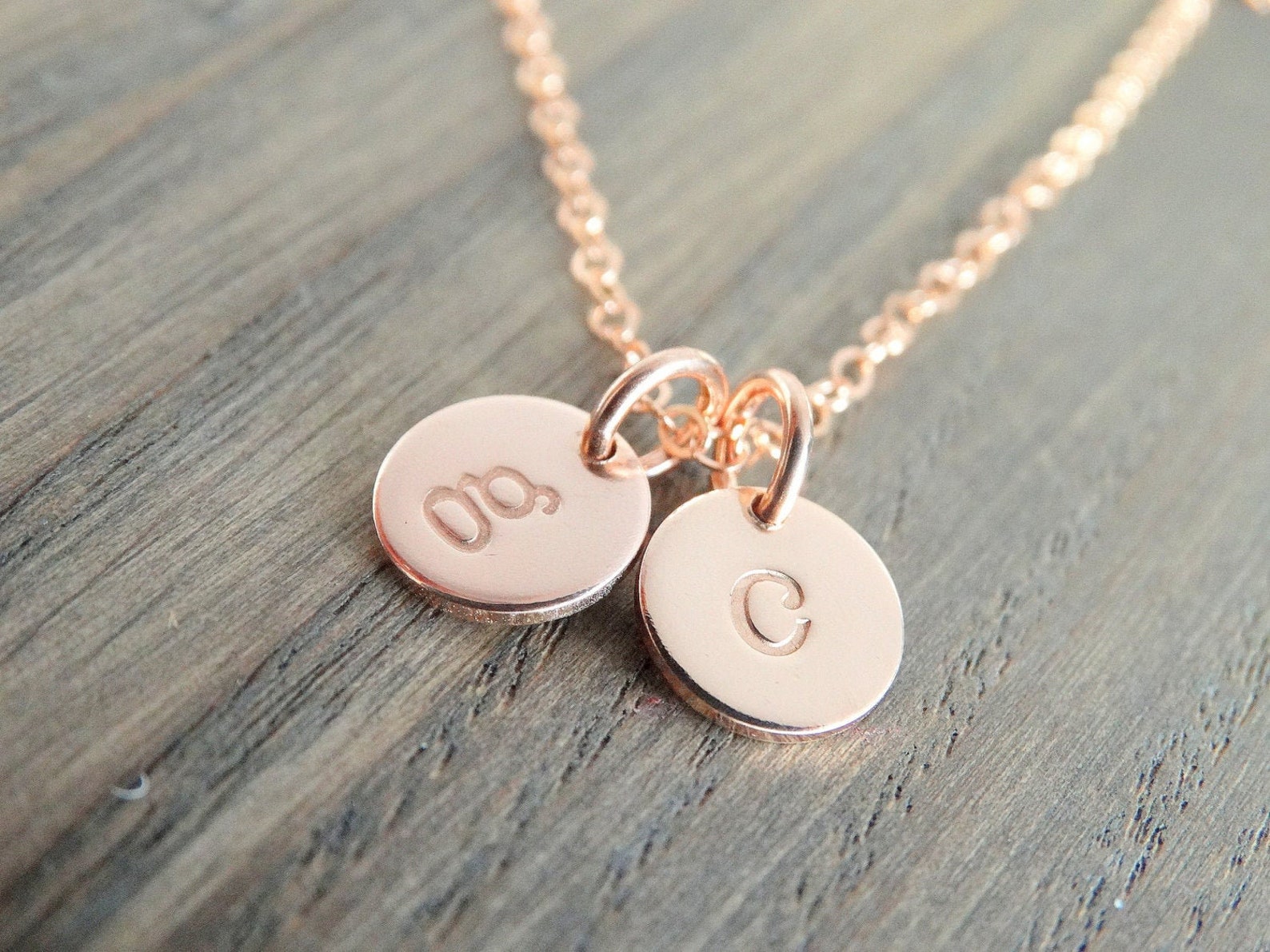 Rose Gold Initial Necklace With Monogram Necklace | Etsy