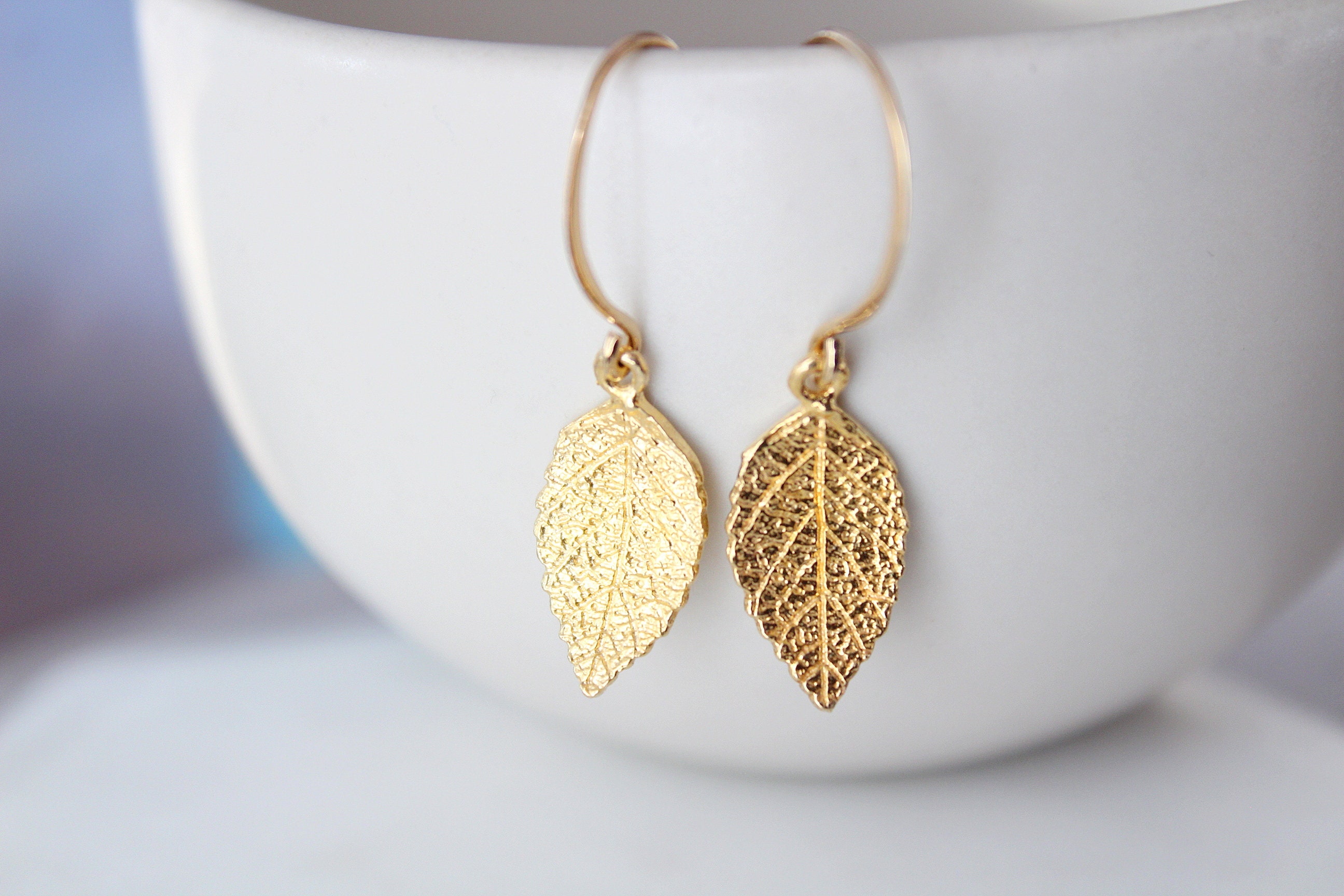 Gold Leaf Earrings Nature Earrings Gold Leaves Earrings | Etsy