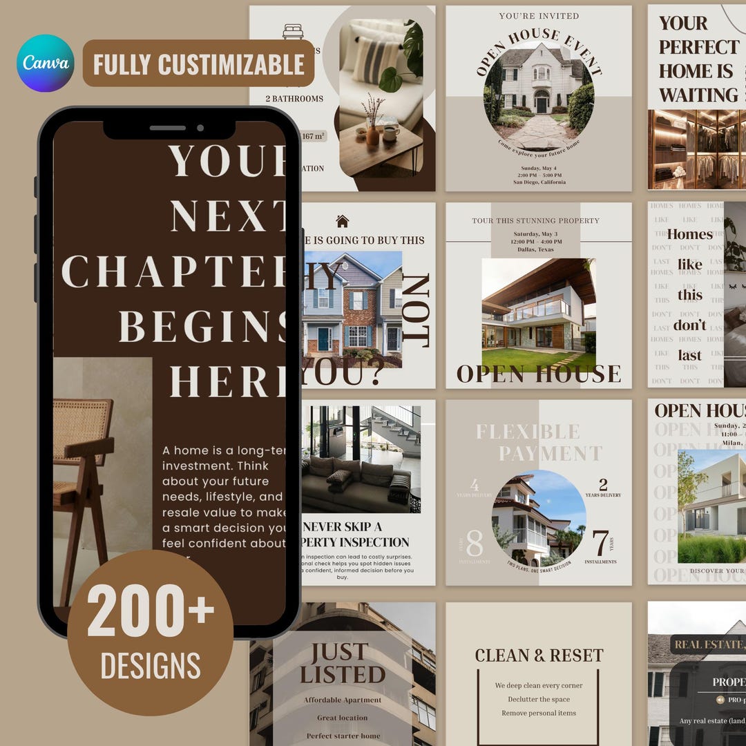 Luxury Real Estate Template Bundle, Realtor Branding, Social Media Post ...