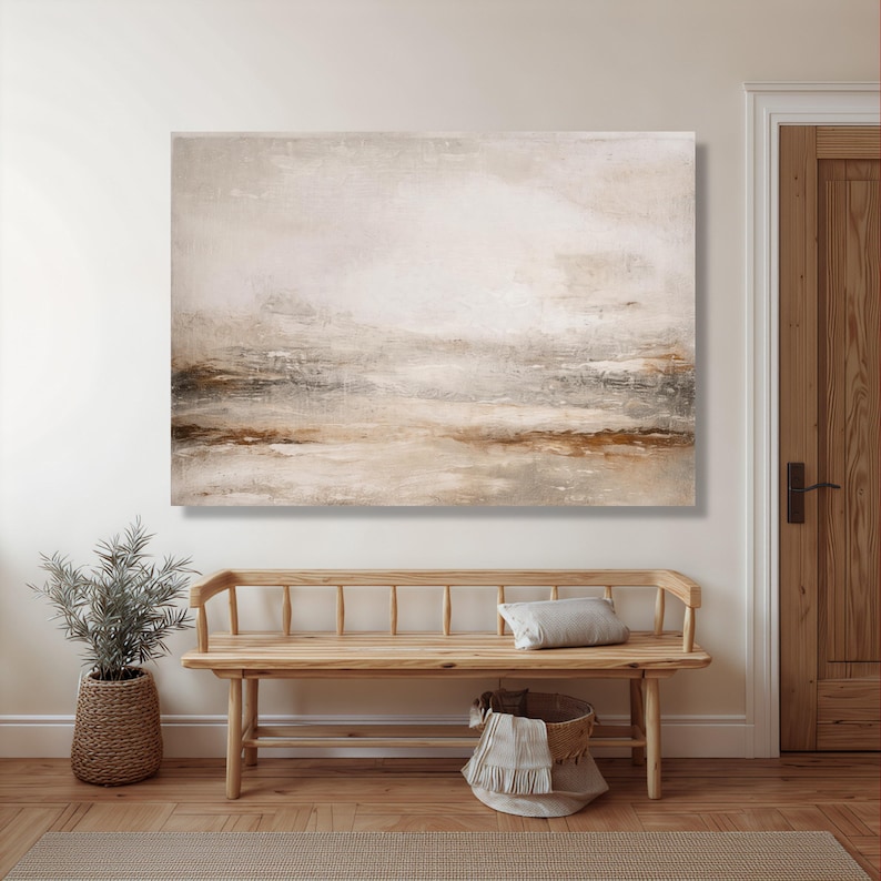 Abstract Neutral Tone Canvas Art, Earthy Minimalist Painting, Soft ...