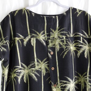 Loose Fitting Top With Palm Trees on Black Background; Minimalist ...