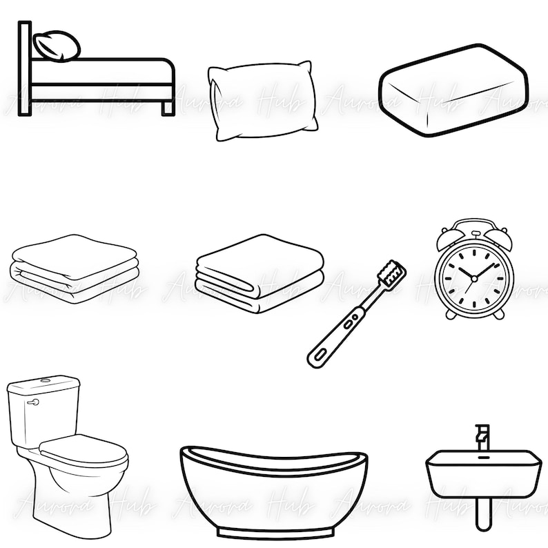Everyday Objects Line Art Clipart | Kids Coloring Pages Bundle (digital ...