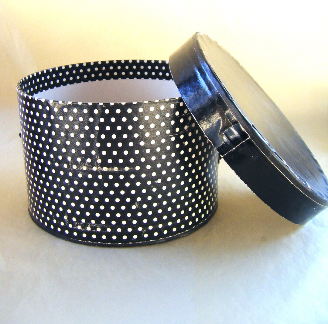 Vintage Mini Hat Box: Black and White Polka Dot Paperboard - Etsy.de