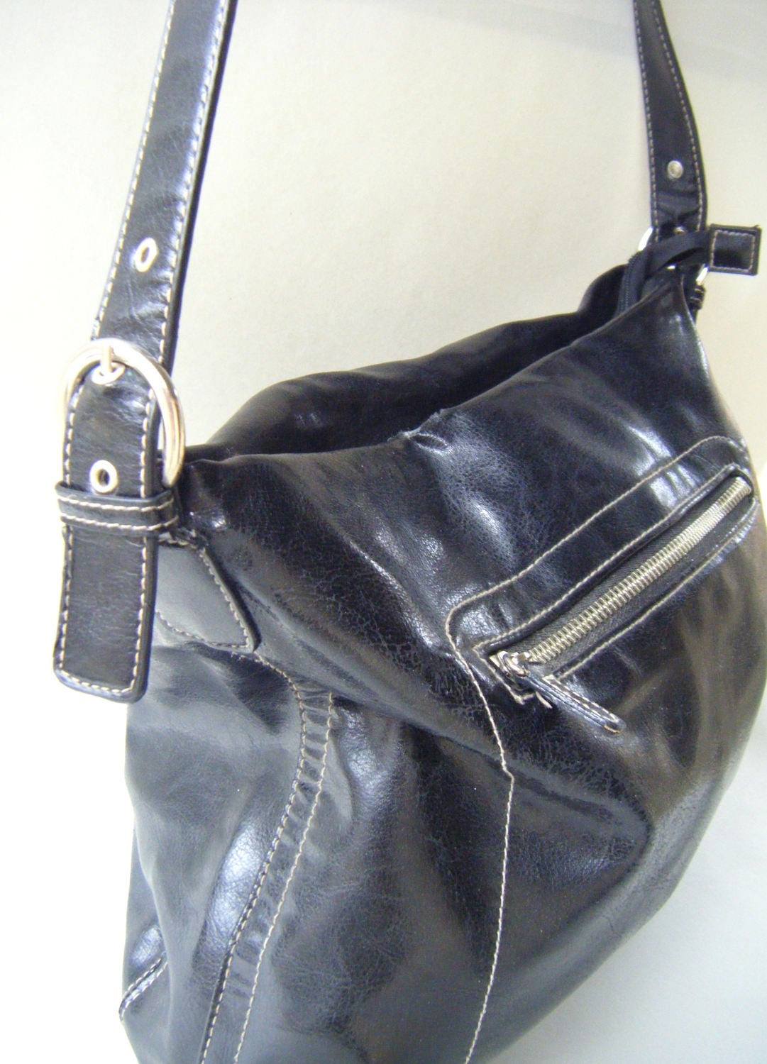 Vintage Black Vinyl Purse 1990s Handbag Fashion Pouch With - Etsy