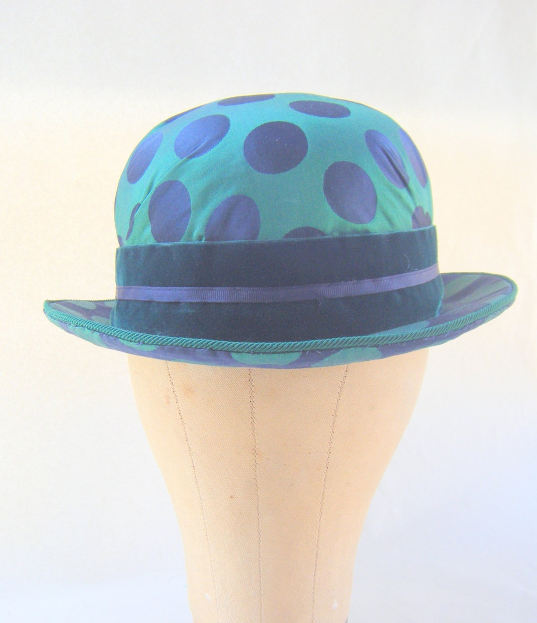 Green Polka Dot Derby Bowler Hat Vintage Steampunk Victorian - Etsy