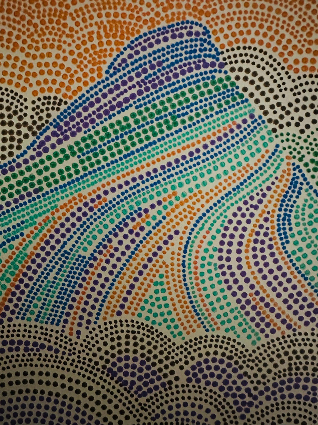Original Abstract Pointillism Dot Art Painting Mountain - Etsy UK