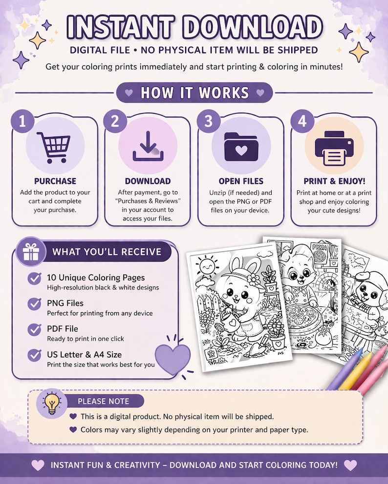 10 Animal Coloring Pages for Kids, Printable Activity Bundle (PDF, JPG ...