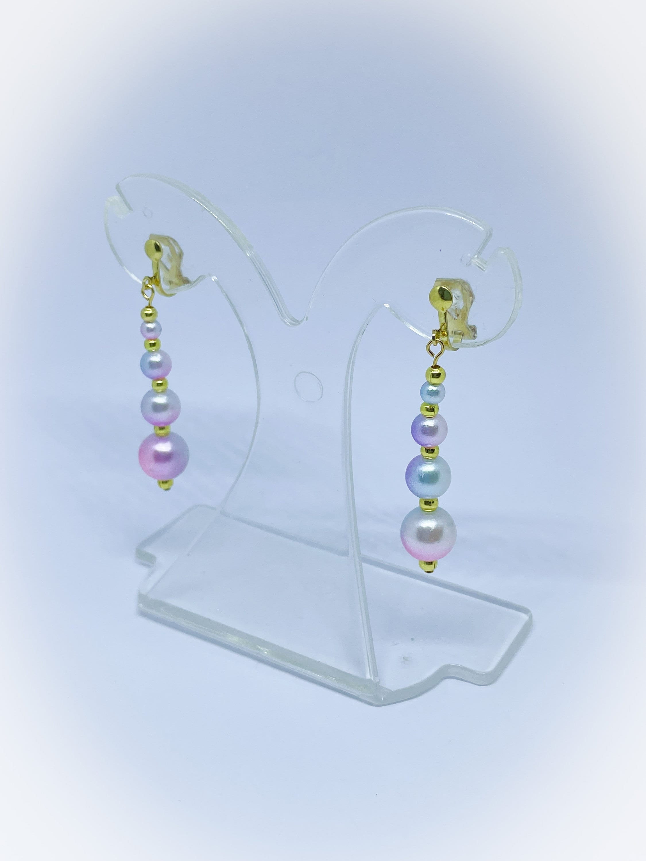 Pink Purple and Blue Ombre Plastic Pearl Triple Dropper Clip - Etsy