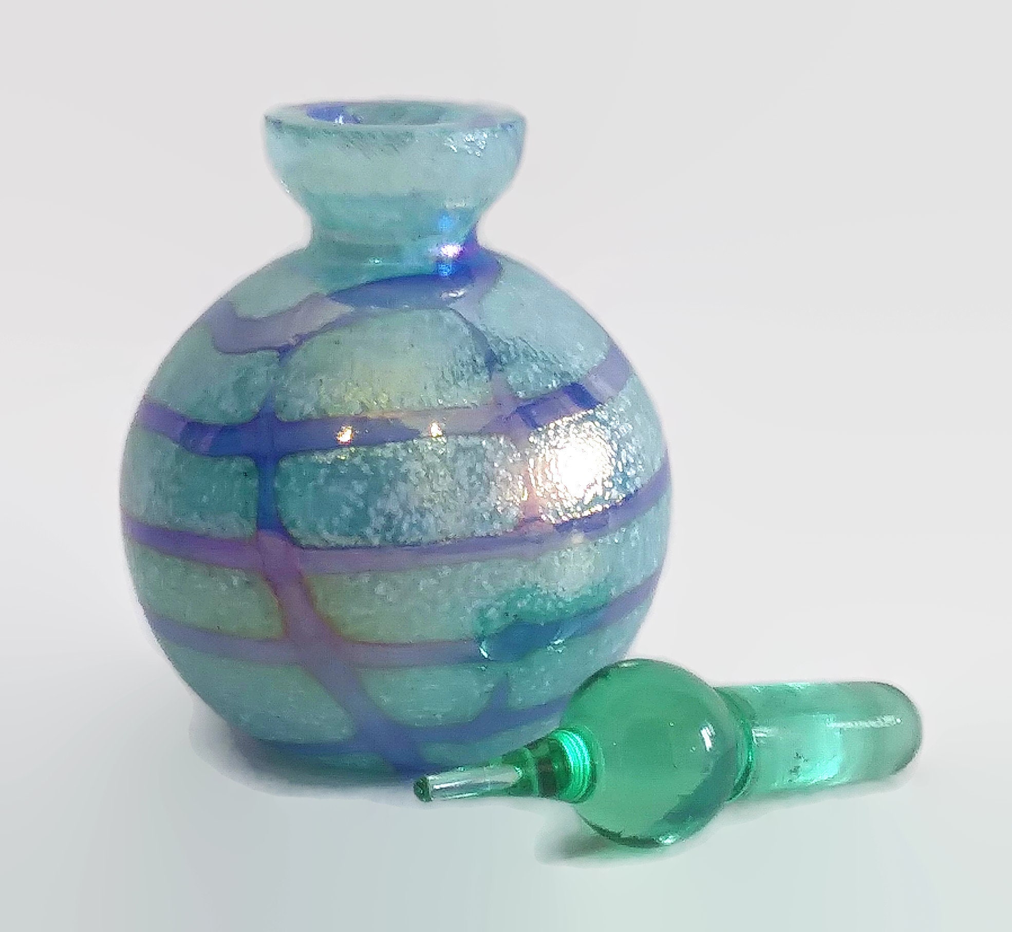 Textured Venetian Glass Perfume Bottle Aqua Blue Scent Bottle - Etsy