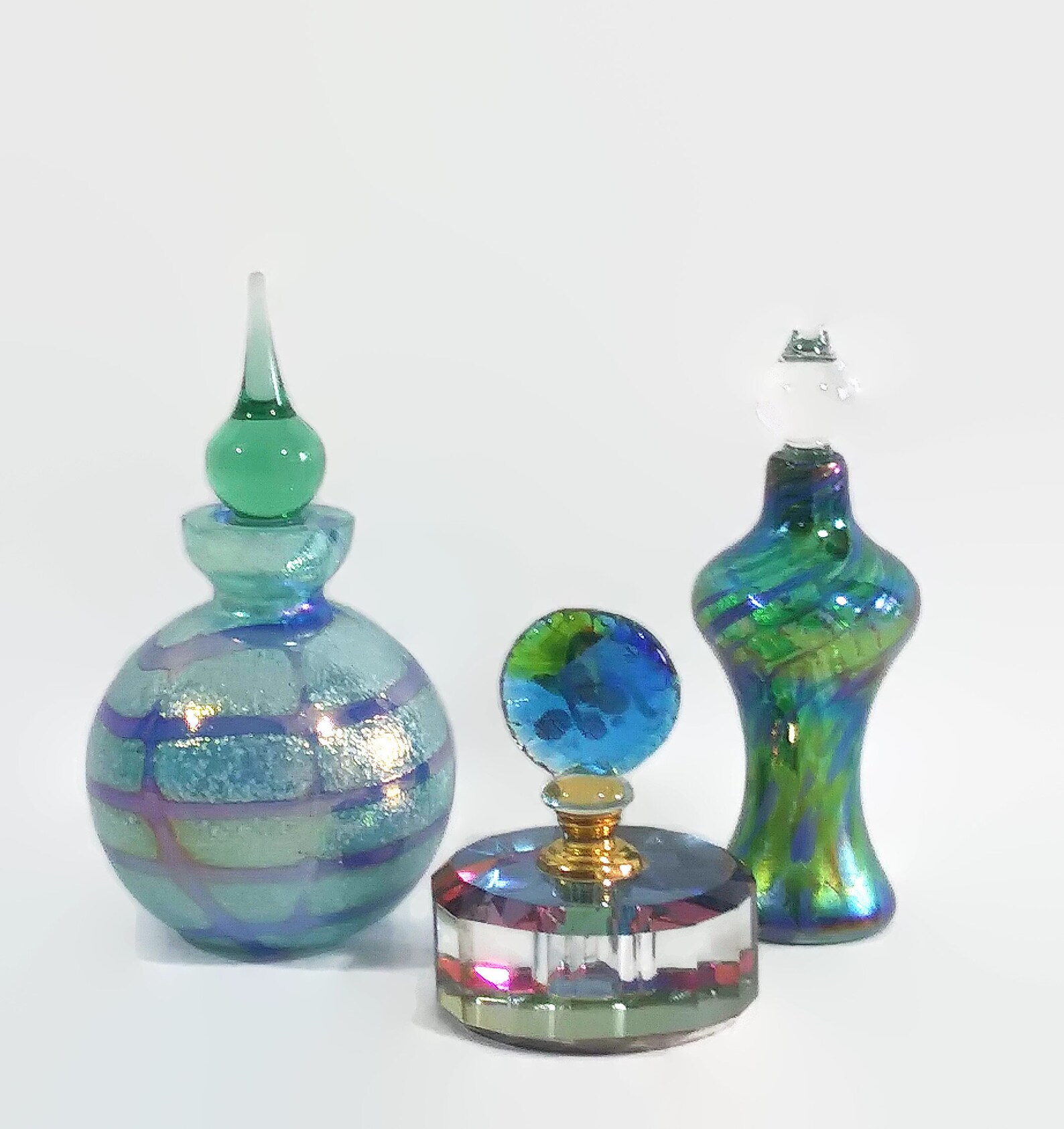 Textured Venetian Glass Perfume Bottle Aqua Blue Scent Bottle - Etsy