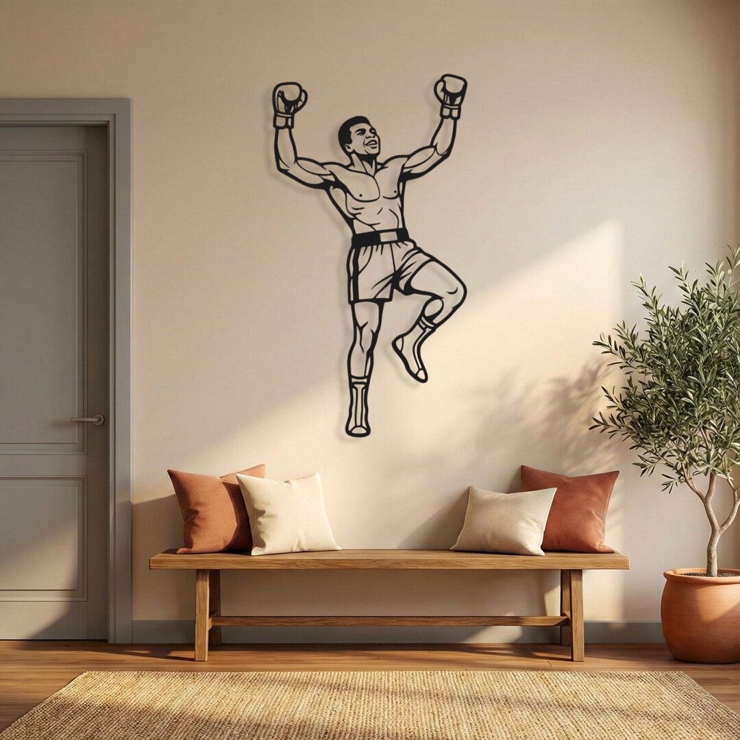 Muhammad Ali Metal Wall Art, Boxer Silhouette Decor, Sports Room ...