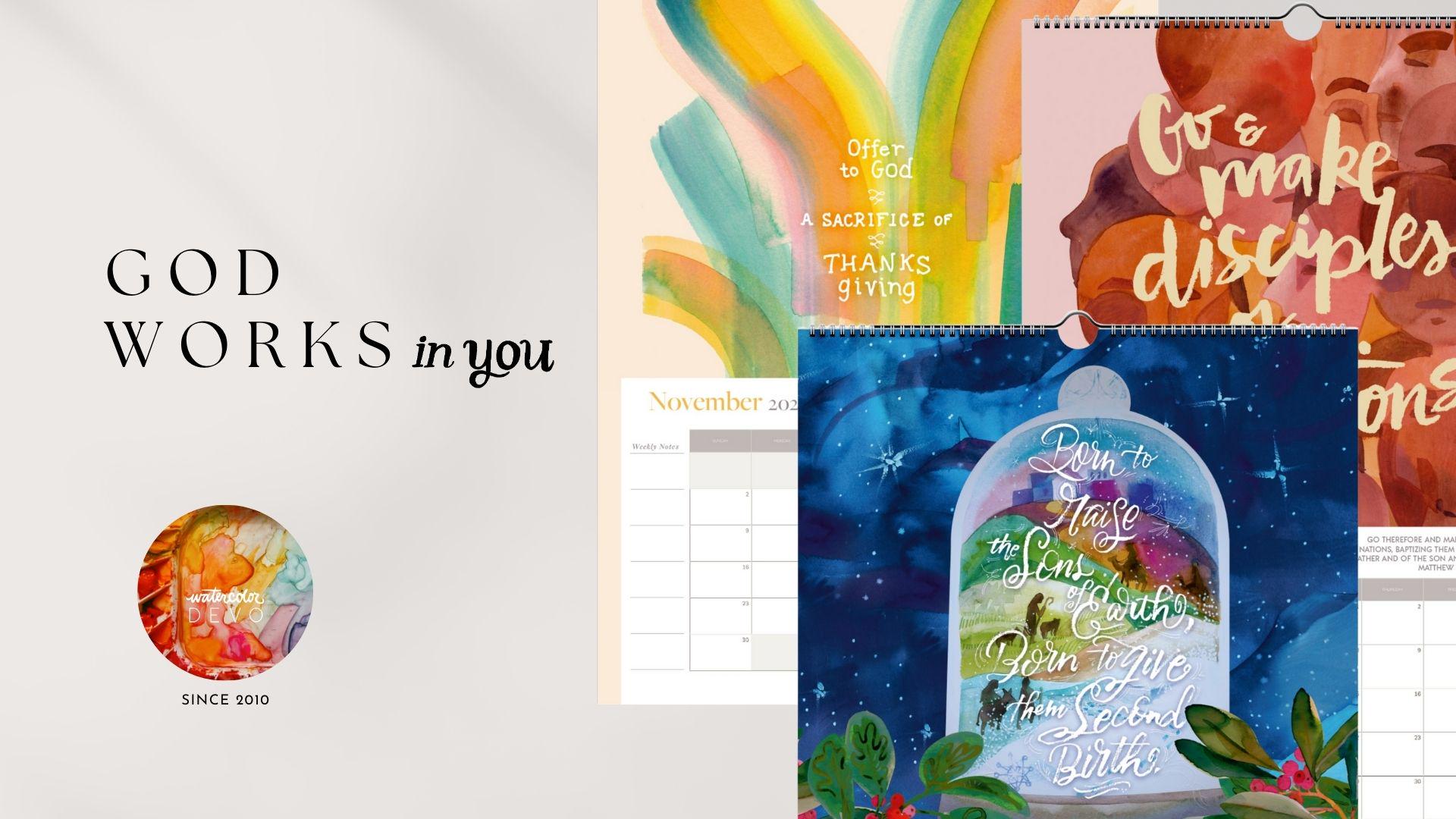 Watercolor Bible Verses 2025 Calendar: God Works in You - Etsy