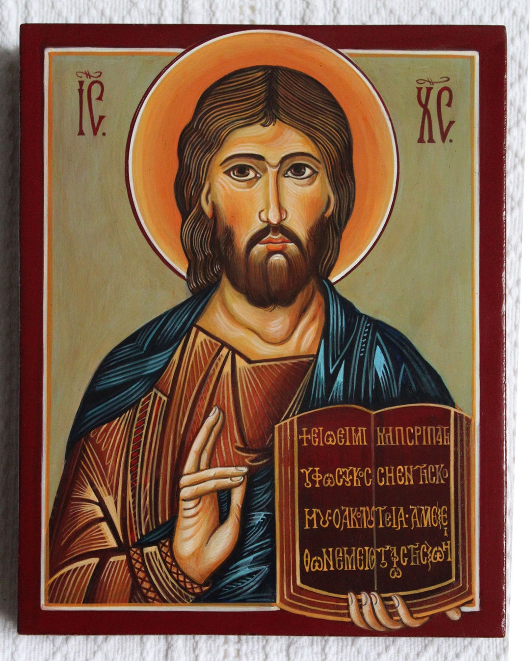 Jesus Christ Pantocrator. Byzantine Icon Handmade Painted. Only on ...