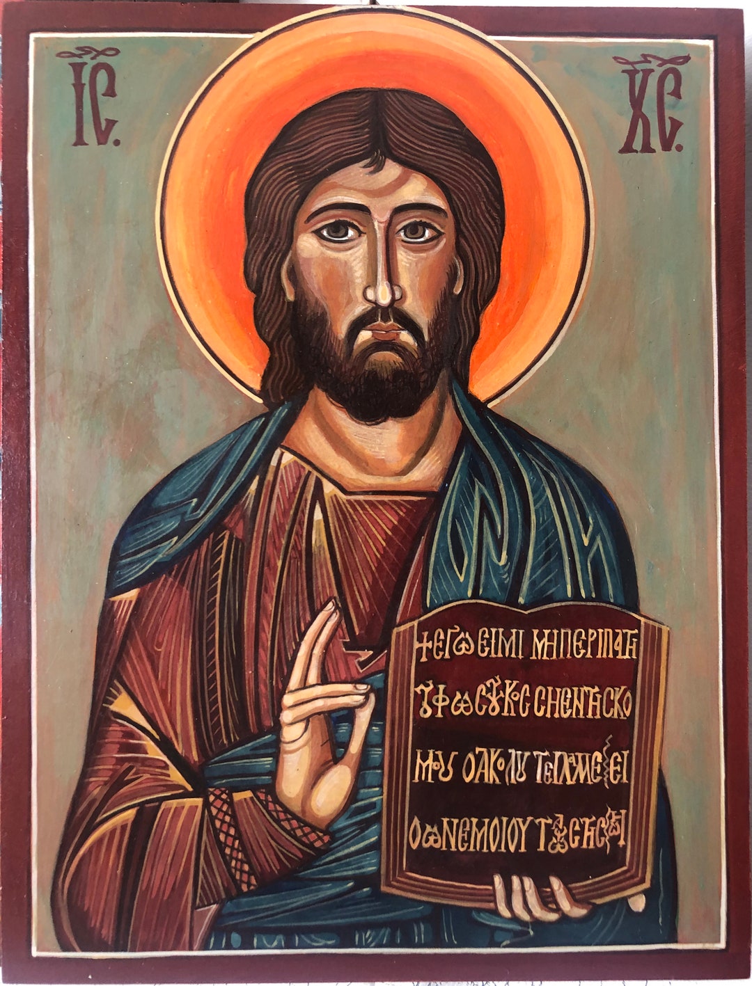 Jesus Christ Pantocrator. Byzantine Icon Handmade Painted. - Etsy